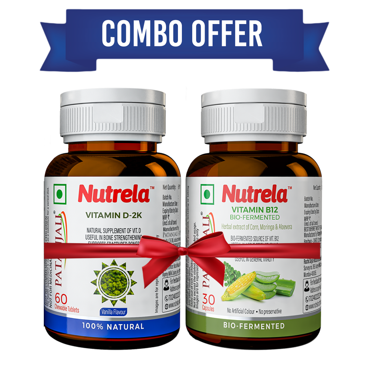 Combo Pat. Nutrela Vitamin D2K + B12 (60N+30) - Buy Online