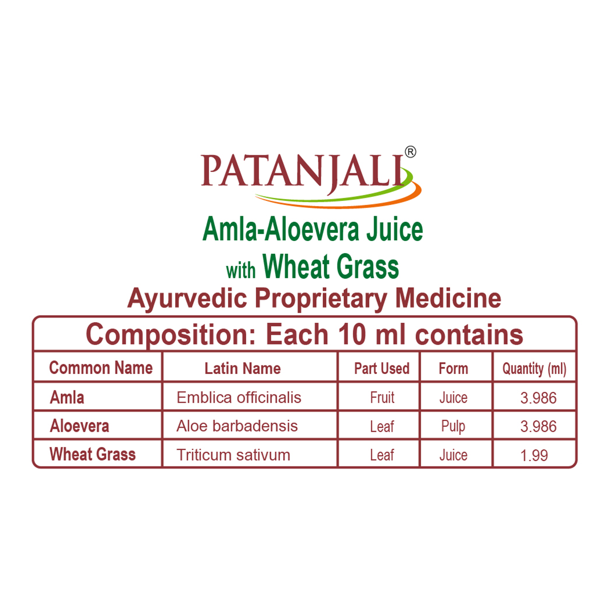 Patanjali Amla-Aloevera with Wheat grass 500 ml - Buy Online