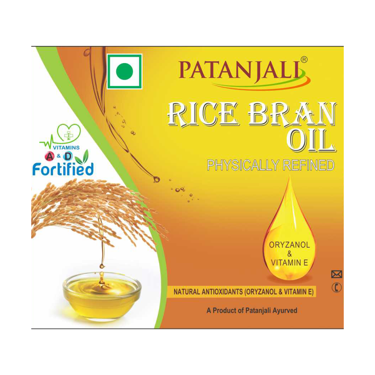 Patanjali Rice Bran Oil(Edible Oil) 1 LTR (P) - Buy Online